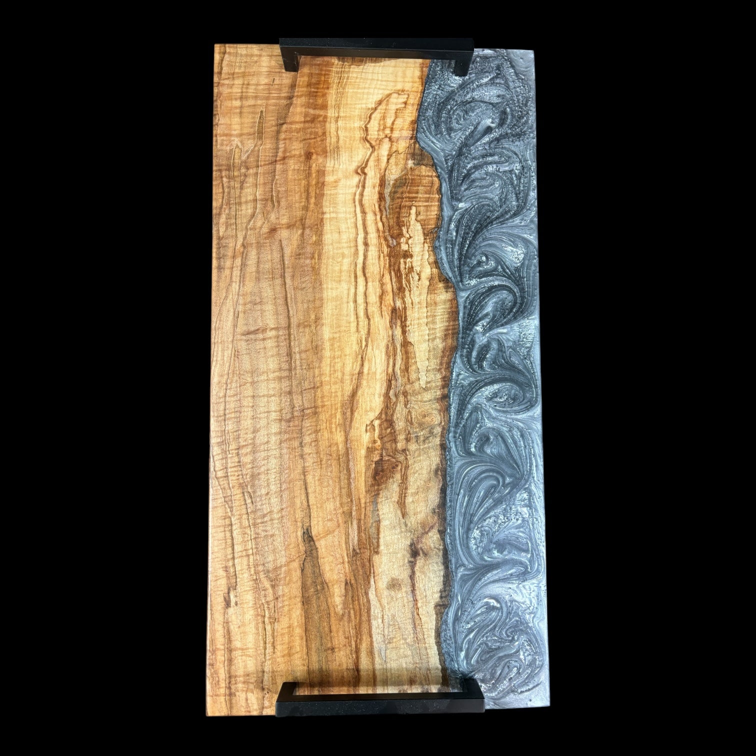 Silver Maple / Metallic Silver Epoxy Charcuterie – Against.the.Grain ...